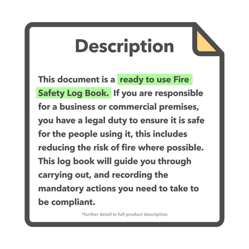 Fire Safety Log Book, Health & Safety Template Includes Mandatory ...