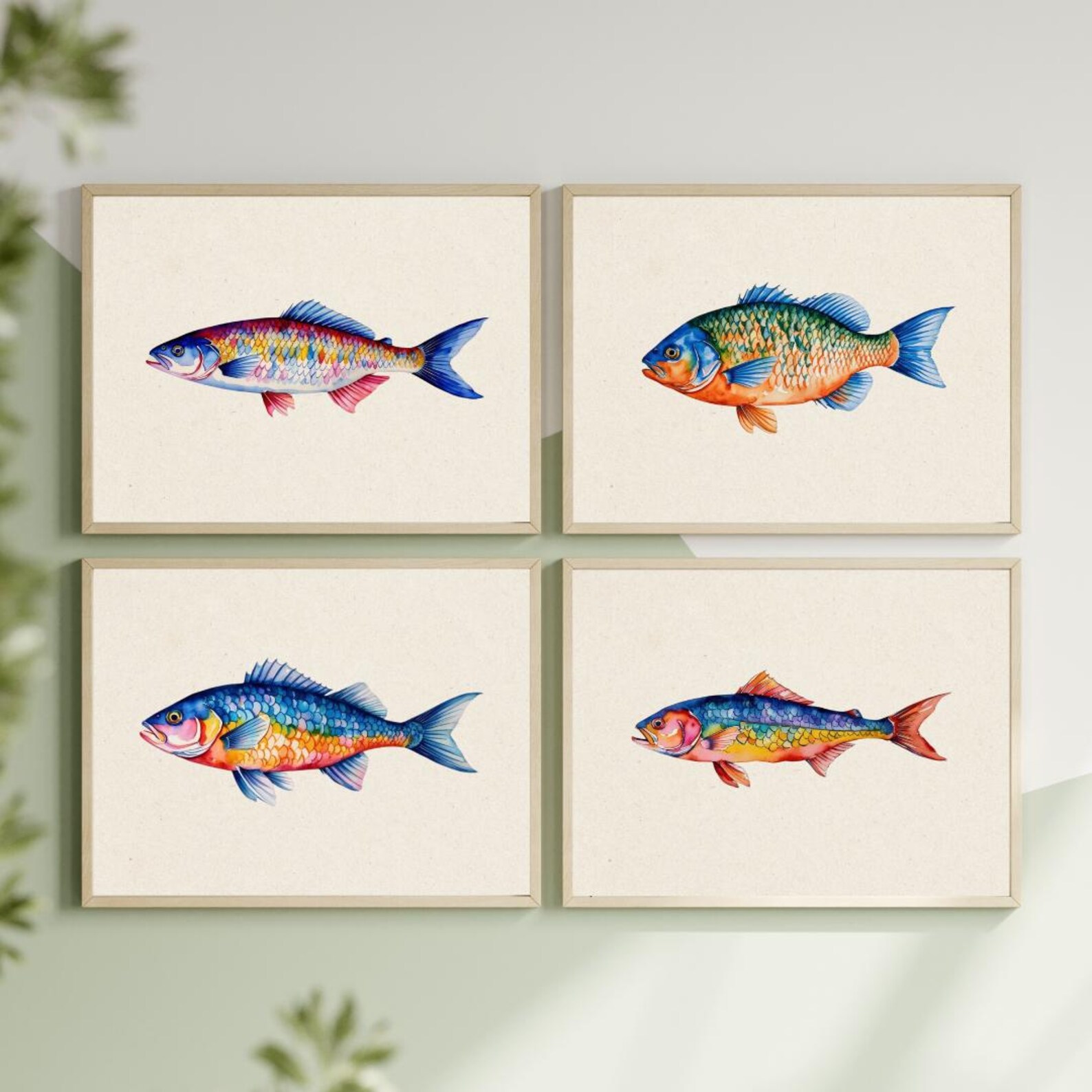 Watercolor Fish Prints | Four Prints | Fish Painting | Outdoor Artwork ...