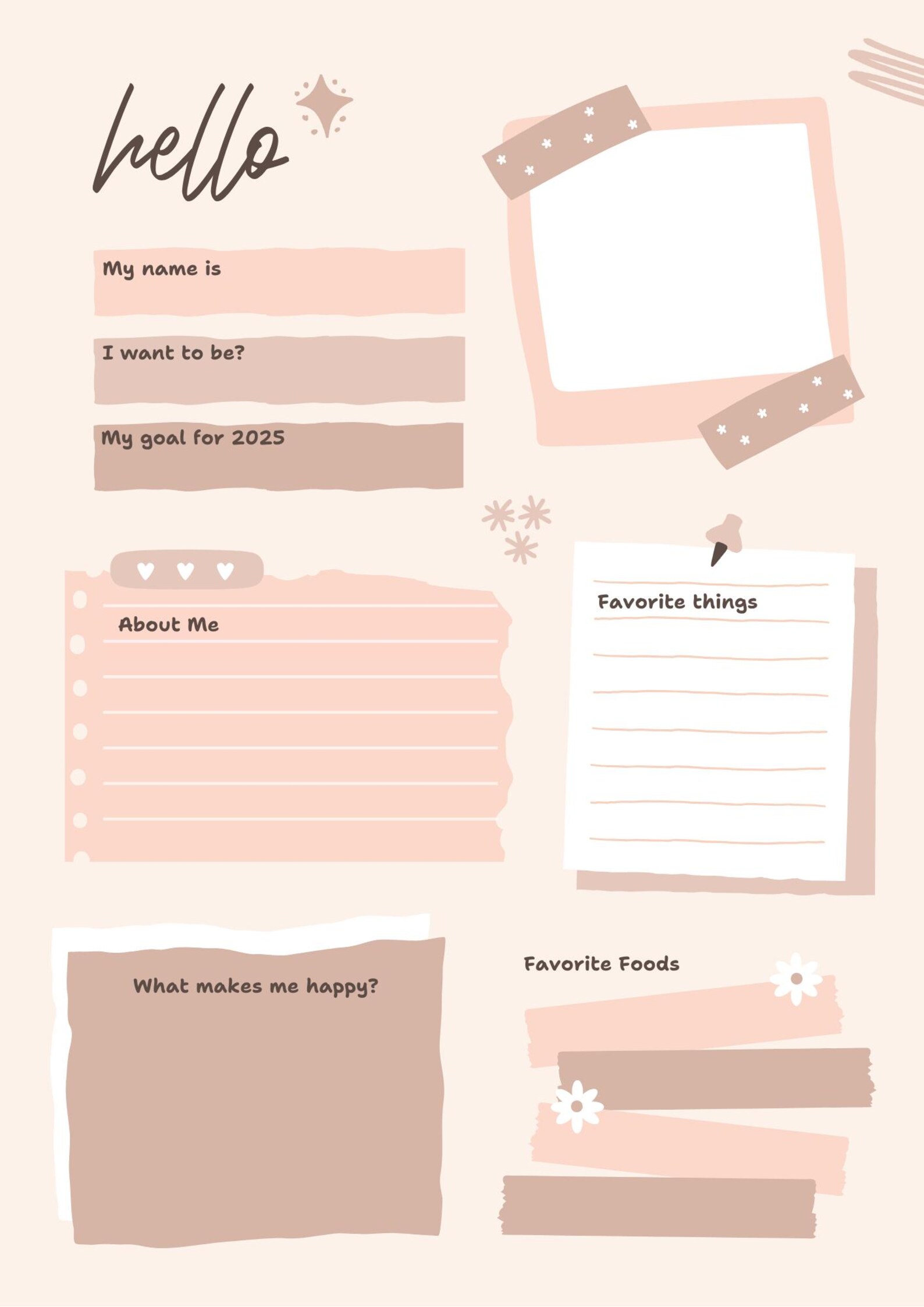 Vision Board Template,printable Planner ,digital Journal Pages,personal ...