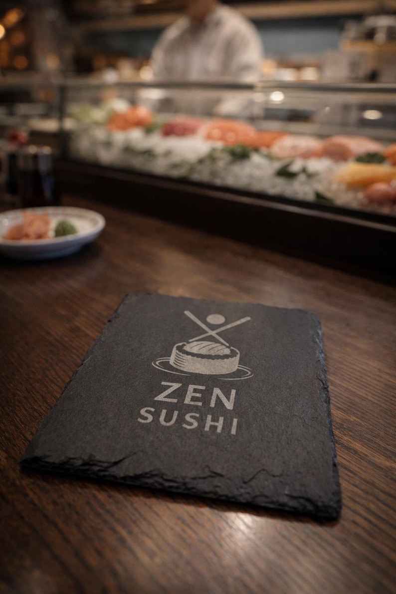 Schiefer Untersetzer Mit Restaurant Logo – Personalisierte Coaster Für ...