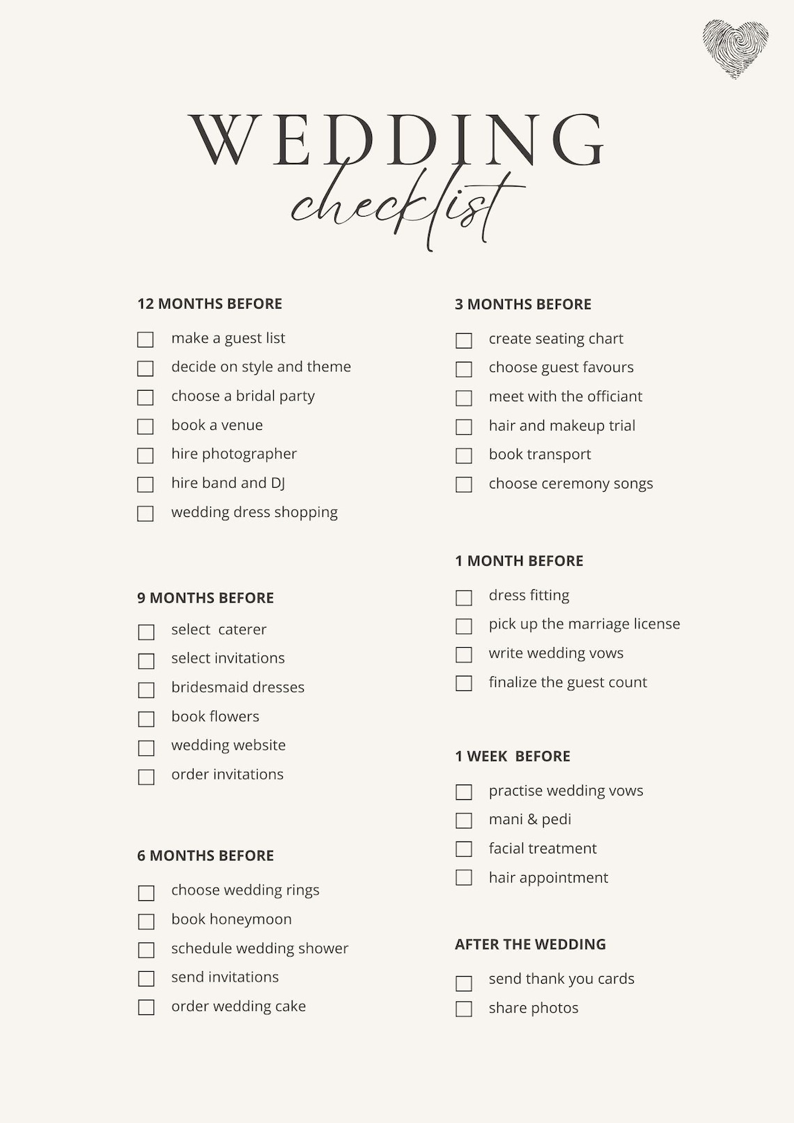 Wedding Checklist Planner - Etsy