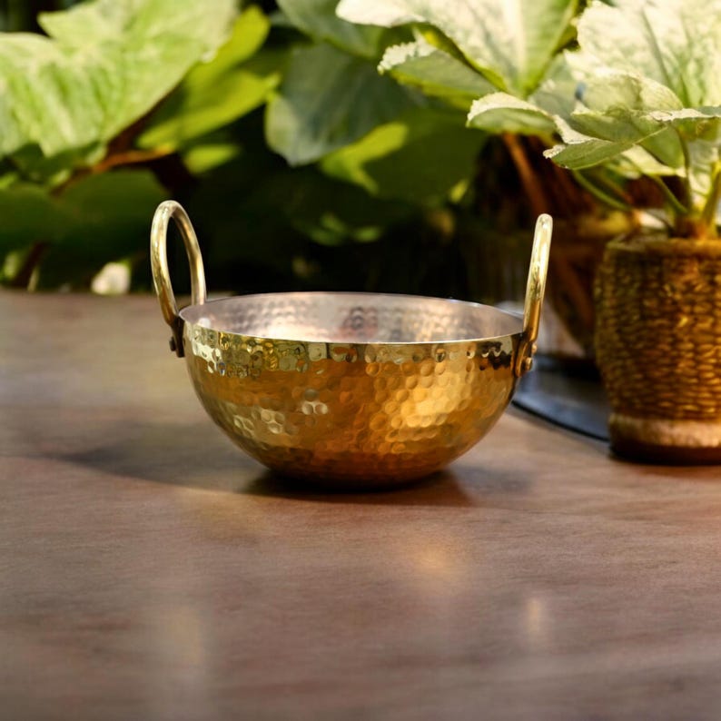 Wok | Brass Tin Coated | Handcrafted | Indian Kadai | Small Cookware - Etsy