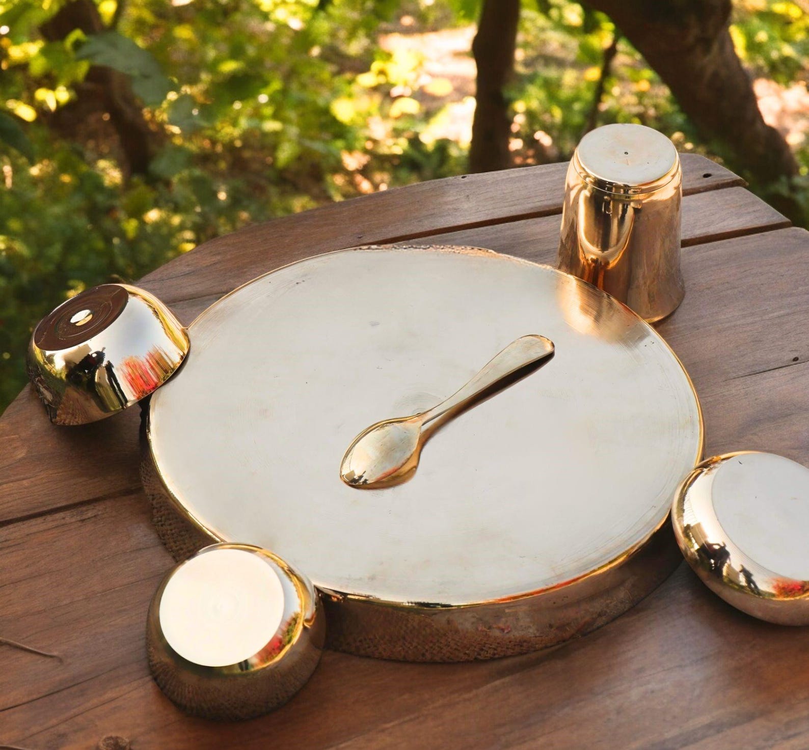Luxury Bronze Dinner Set - Traditional Indian Thali Dinnerware, Bronze ...