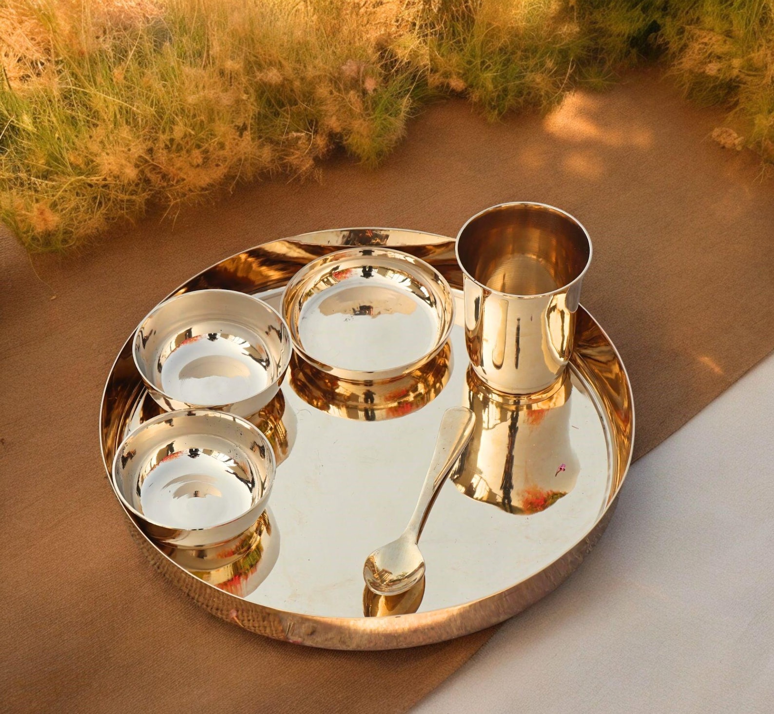 Luxury Bronze Dinner Set - Traditional Indian Thali Dinnerware, Bronze ...