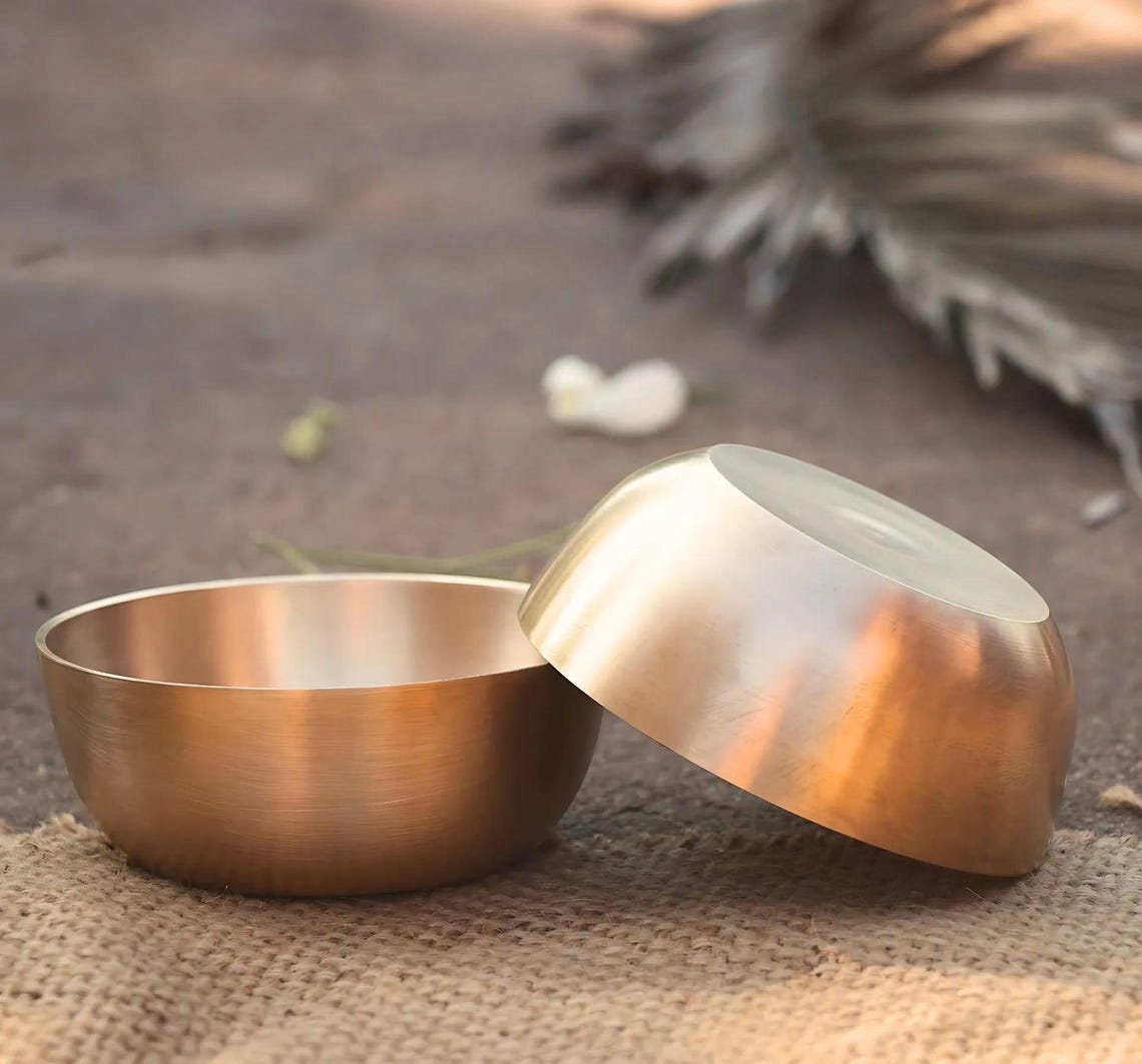 Luxury Bronze Matt Finish Thali/dinner Set Handcrafted Dinnerware for ...