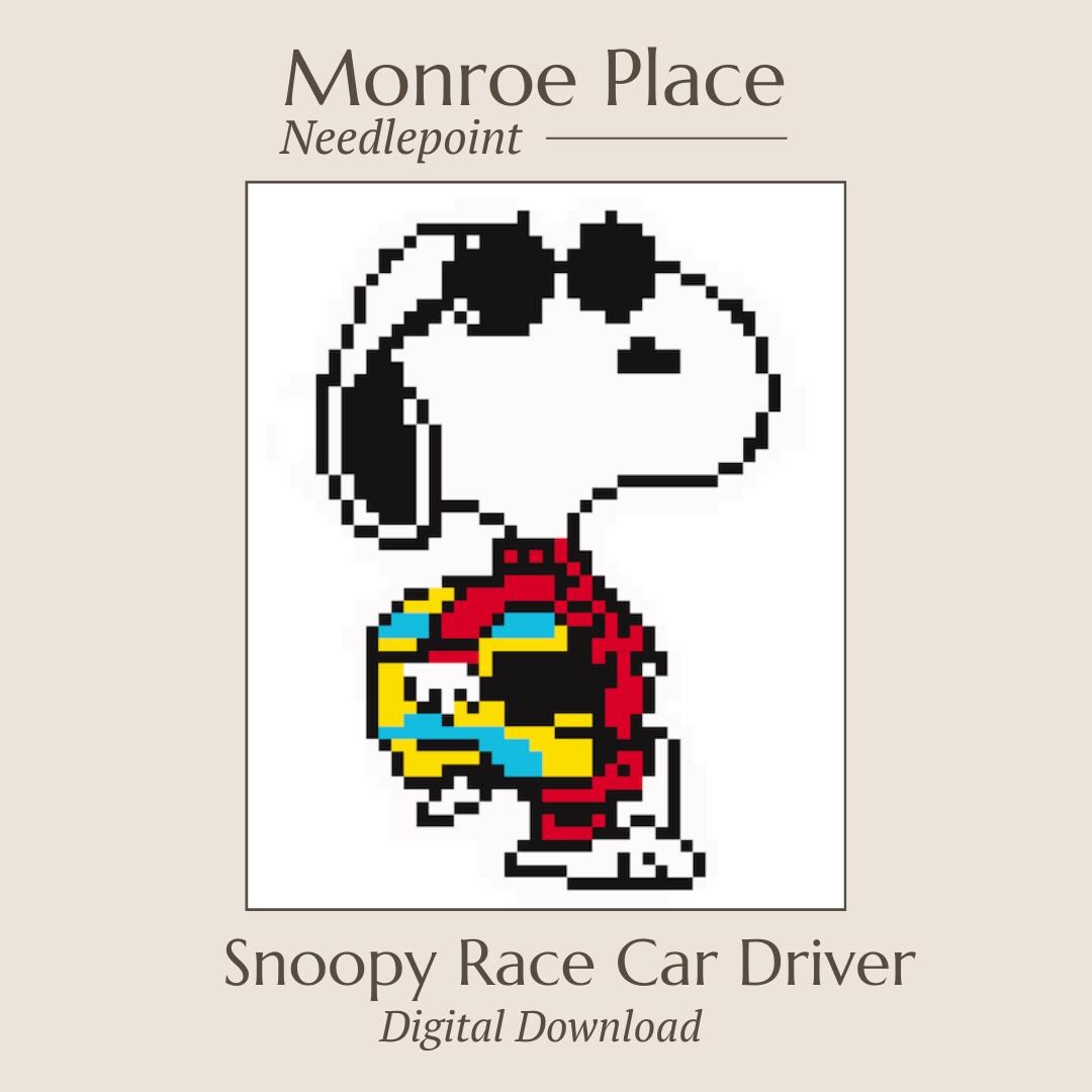 Snoopy Race Car Driver Needlepoint Digital Chart - Etsy