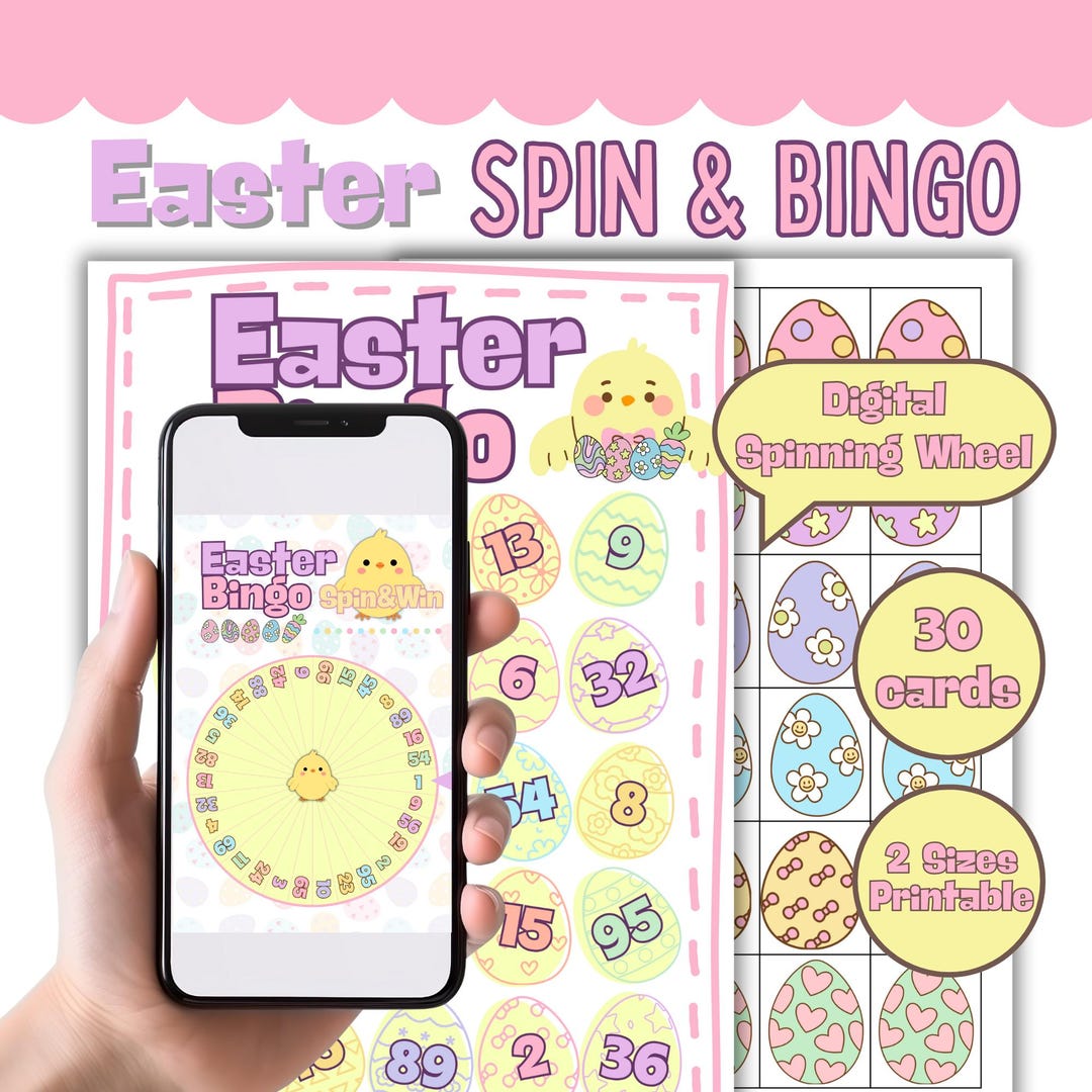 Easter Spin & Bingo Game – Digital Spinning Wheel and Printable Bingo Cards – Fun Easter Family ...