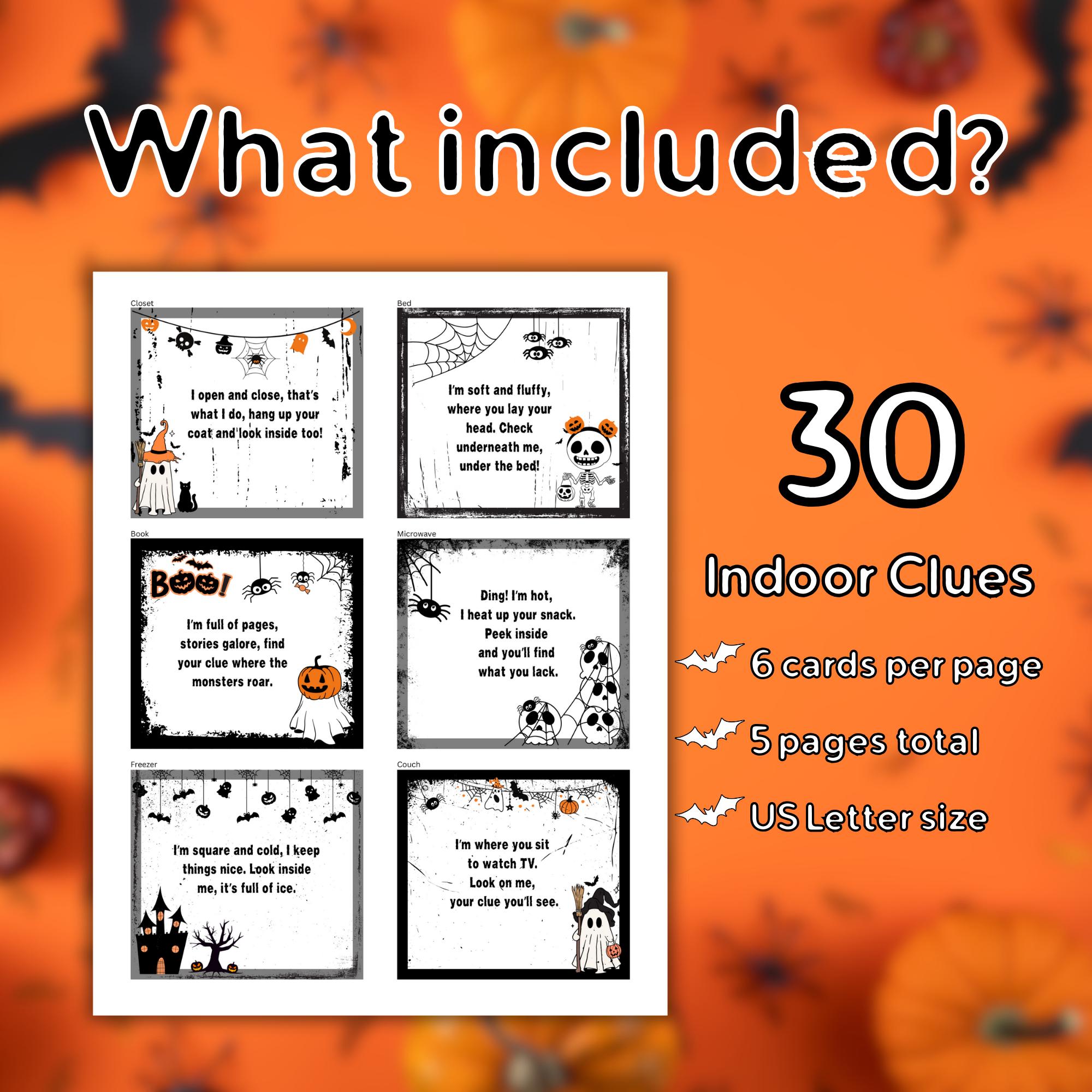 Easy Halloween Scavenger Hunt for Kids: Spooky Riddles Clues. Treasure ...