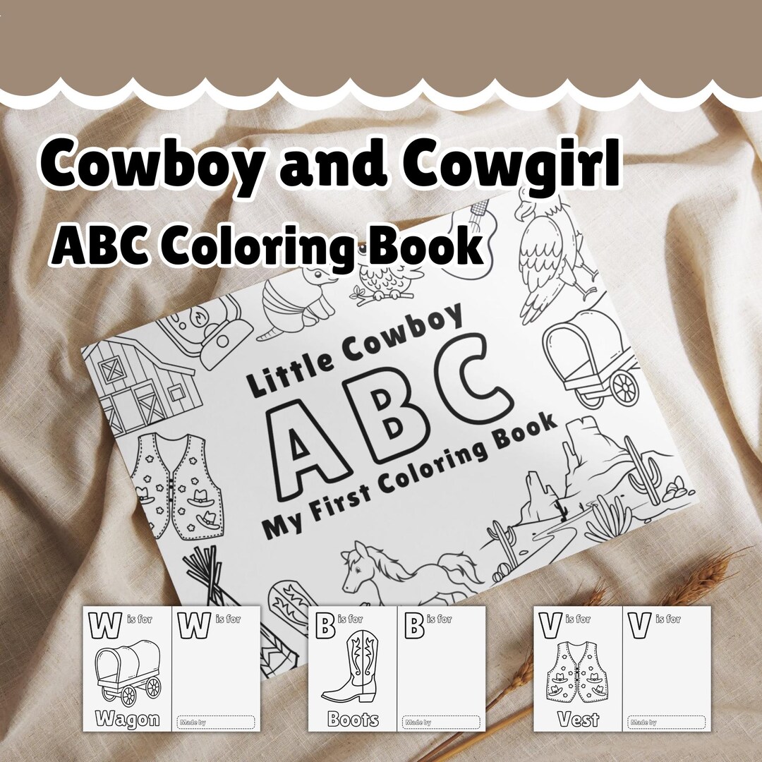 Cowboy and Cowgirl ABC Coloring Book: Western Baby Shower Game, Giant ...