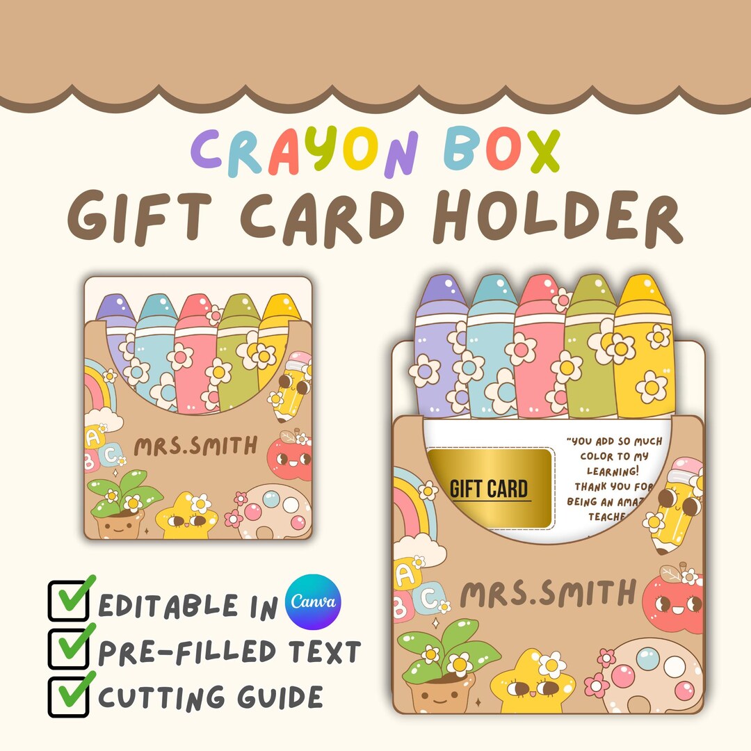 Personalized Crayon Box Gift Card Holder, Teacher Appreciation Week - Etsy