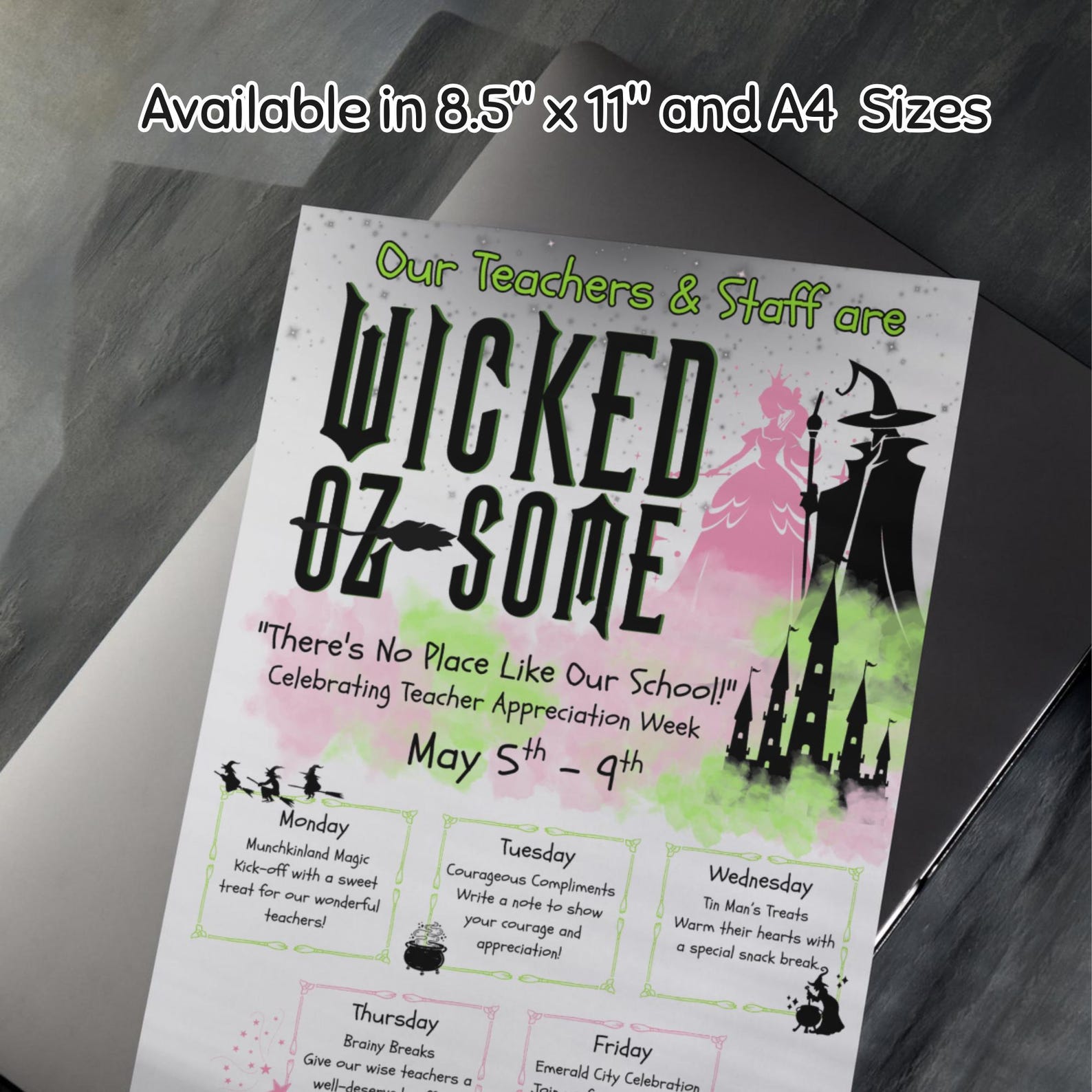 Wizard of Oz Teacher Appreciation Week Flyer: Wicked Theme Teacher ...