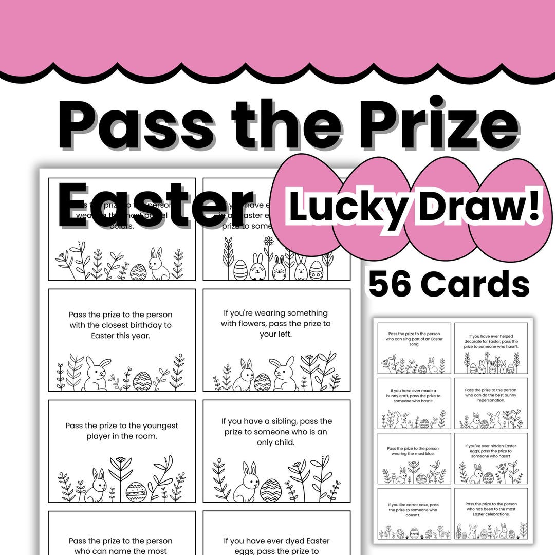 Easter Pass the Prize Game, Easter Bunny Digital Printables, Family ...