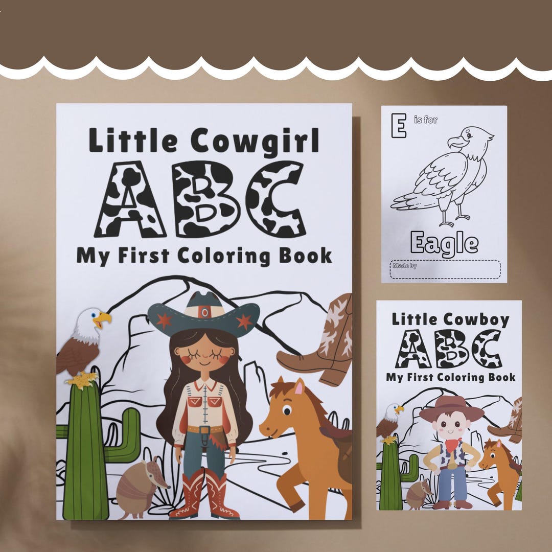 Baby Shower ABC Book, Cowgirl Baby Shower, Cowboy Coloring Book, ABC ...