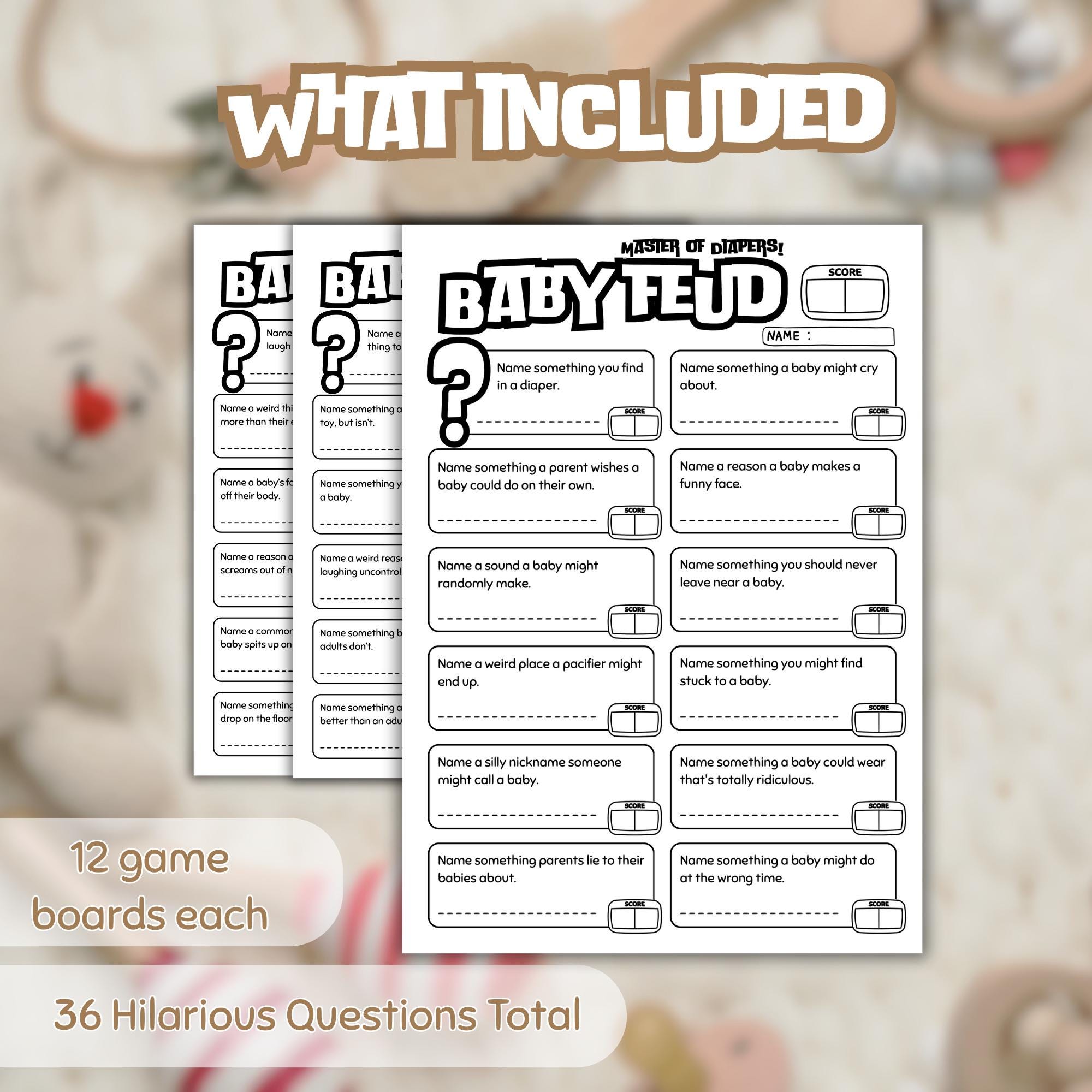 Funny Baby Shower Feud Game With Answers: Baby Family Activity - Etsy