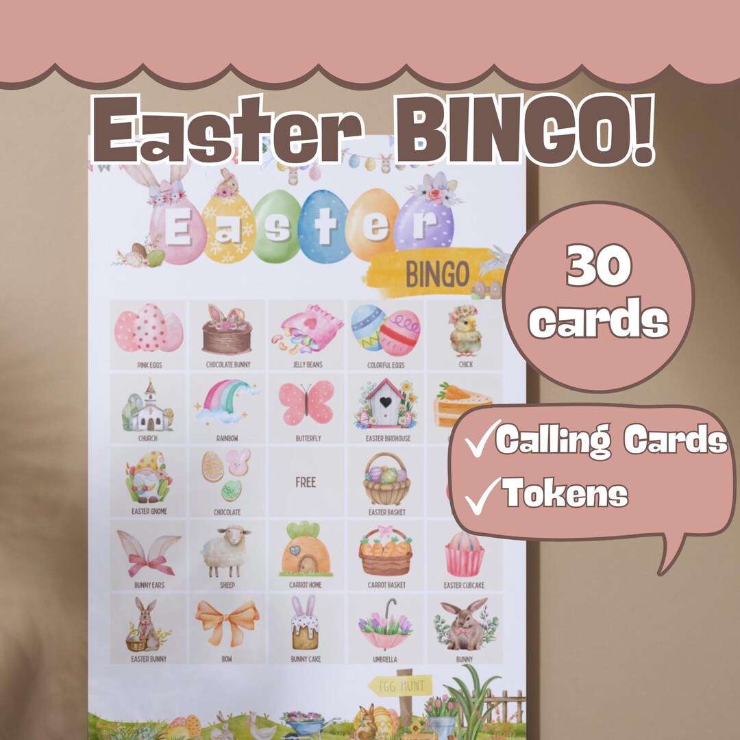 Easter Bingo Printable Game | Kids & Family Easter Party Fun | Easter ...