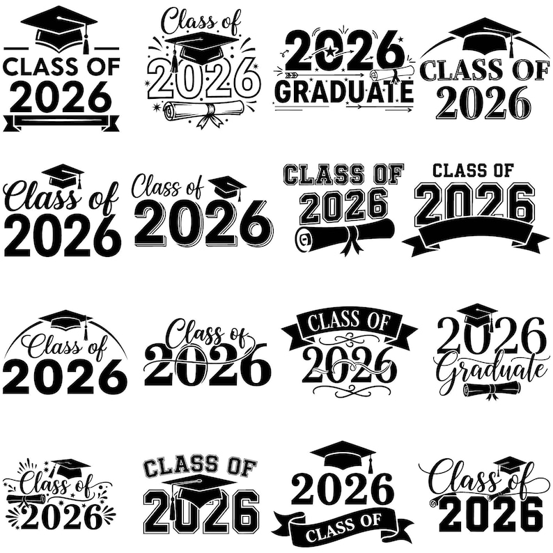 Klasse von 2026 SVG Bundle | High School SVG | Abschlussmütze SVG ...