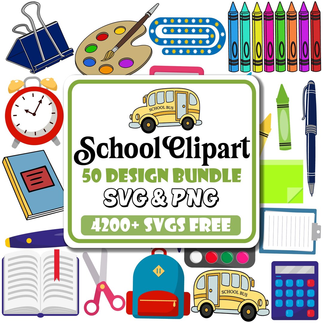School Clipart Set SVG Bundle |teaching Supplies Svg |notebook Svg ...
