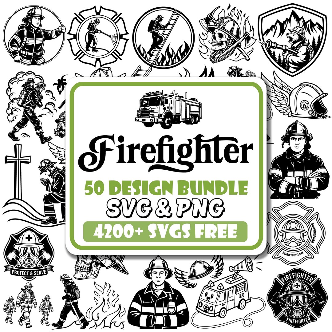 Firefighter SVG Bundle: Rescue Team, Helmet, Badge (digital Download ...