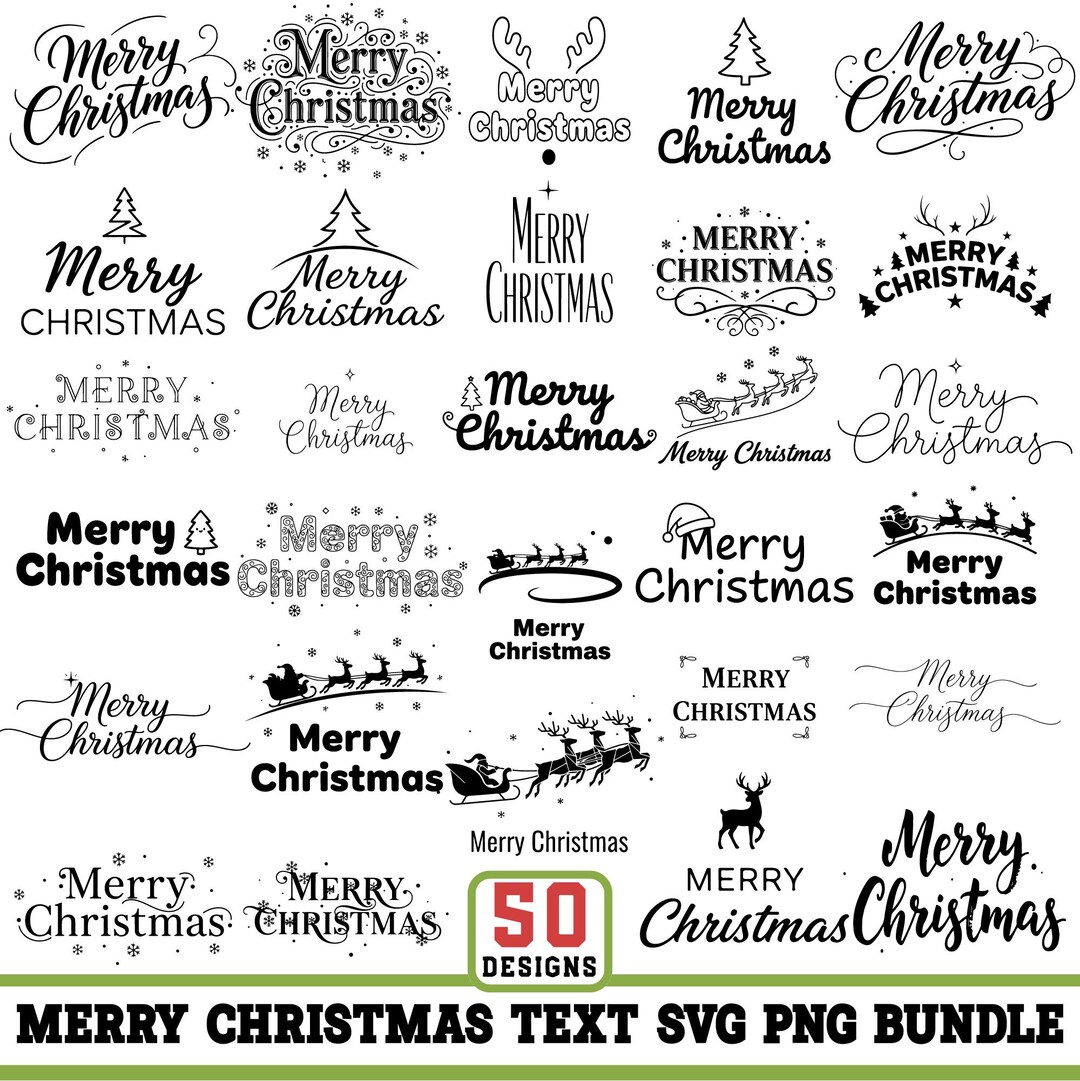 Merry Christmas Text SVG Bundle | Holiday Phrases (digital Download) - Etsy