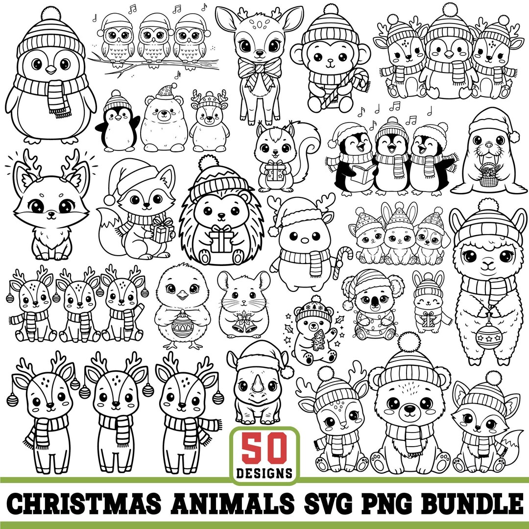 Christmas Animals Svg Bundle |cute Penguin Svg |christmas Farm Animal ...