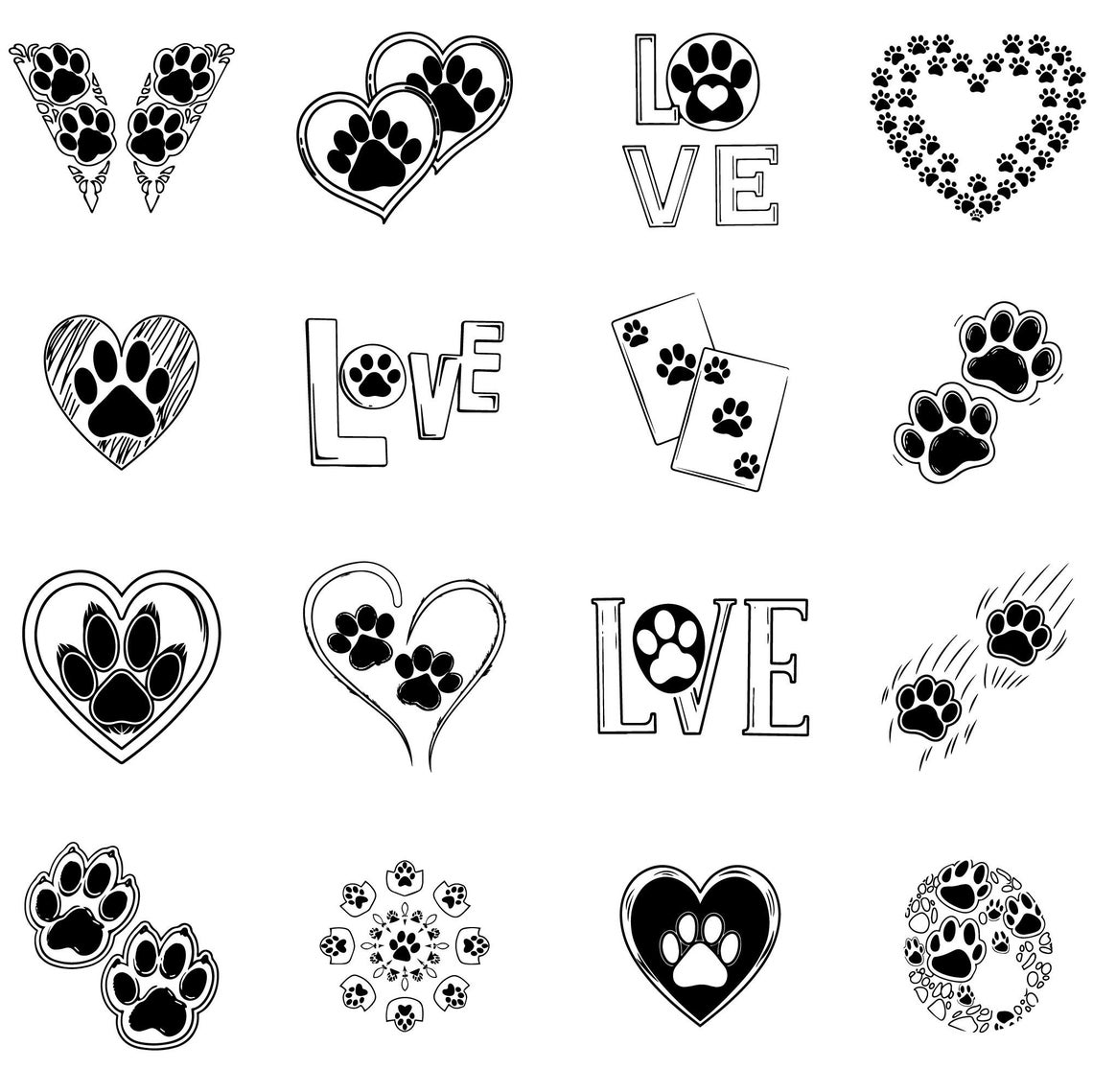 Animal Paw Print SVG Bundle | Pet Lover Designs (digital Download) - Etsy