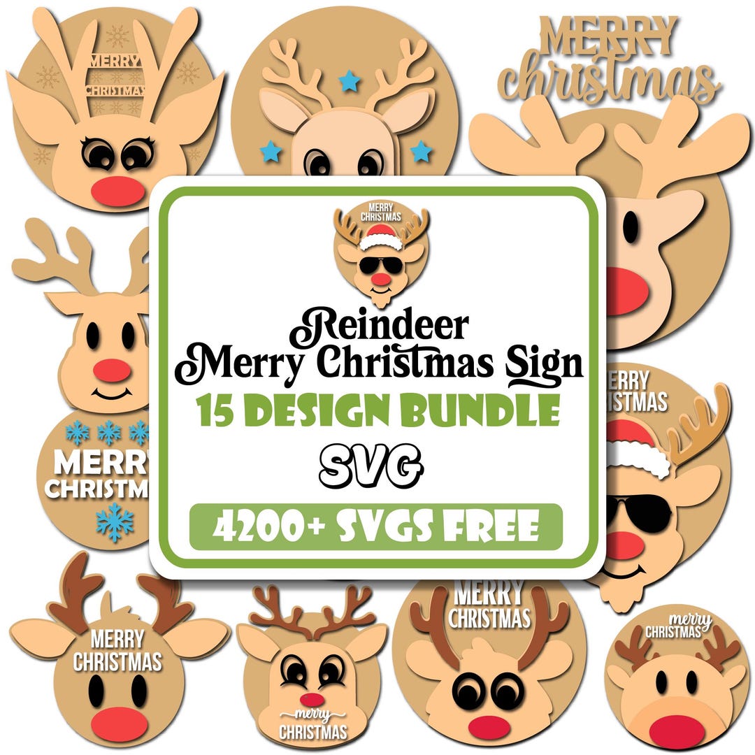 Reindeer Christmas Door Sign SVG Bundle | Holiday Decor - Etsy