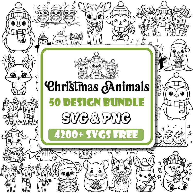 Christmas Animals Svg Bundle |cute Penguin Svg |christmas Farm Animal ...
