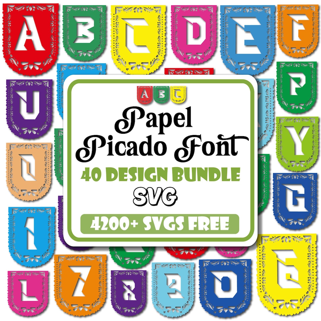Papel Picado Font SVG Bundle | Mexican Fiesta Banner (digital Download ...