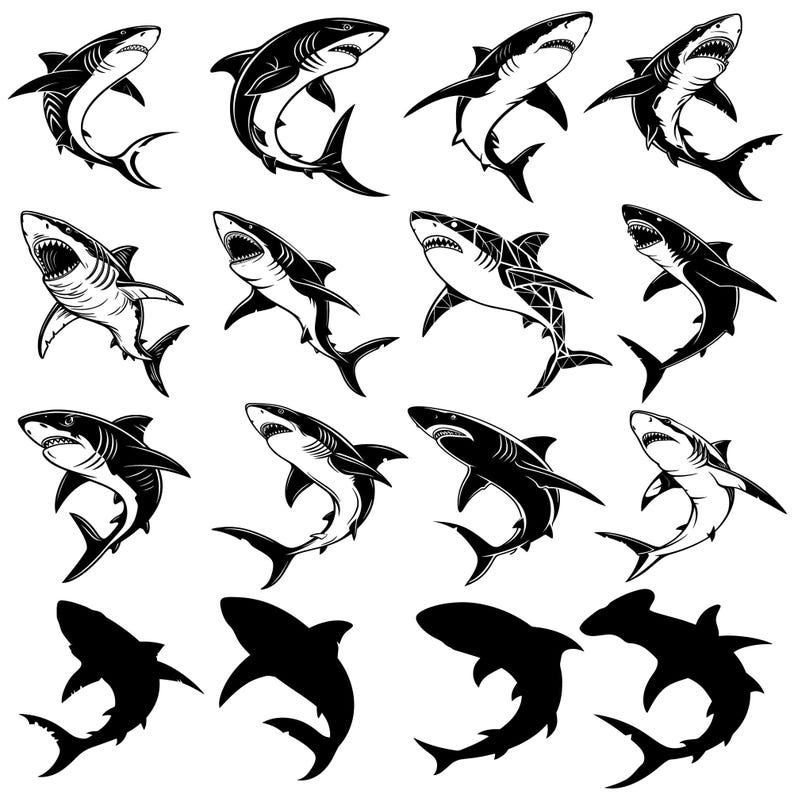 Paquete SVG de tiburón: diseños de animales marinos para Cricut y ...