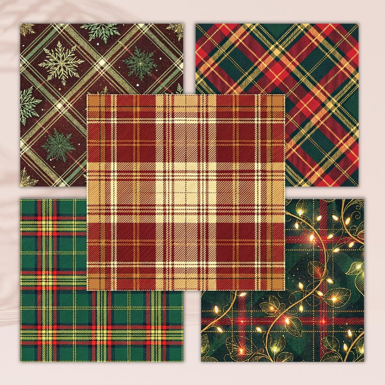 Christmas Plaid Seamless Pattern Bundle: Holiday Digital Paper (digital ...