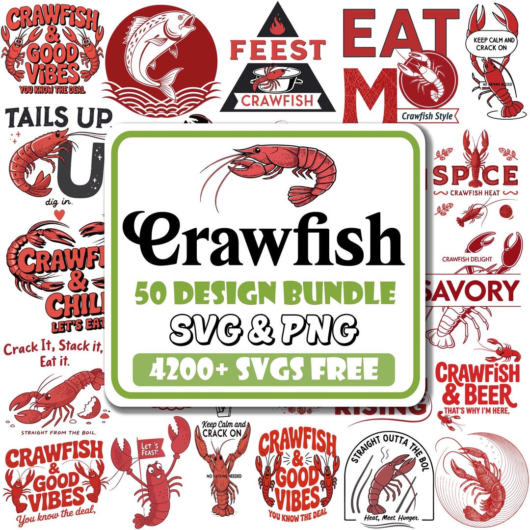 Crawfish SVG Bundle |coastal Animal Svg |crab & Jellyfish |fresh ...