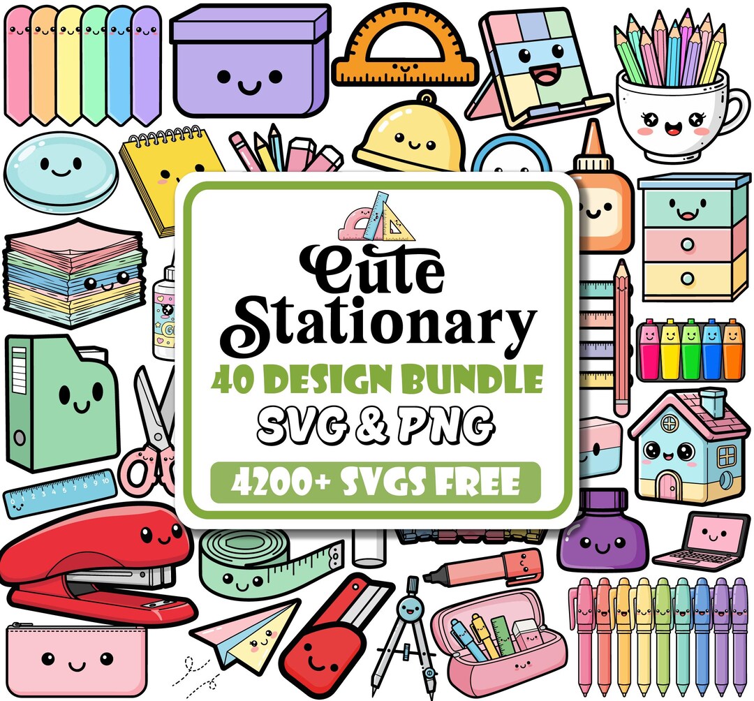 Cute Stationery PNG Bundle |school Supplies Png |back to School Png ...