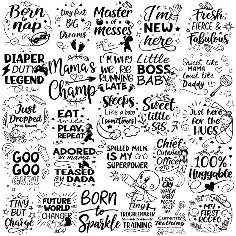 Funny Baby Sayings SVG Bundle | Newborn Quotes (digital Download) - Etsy