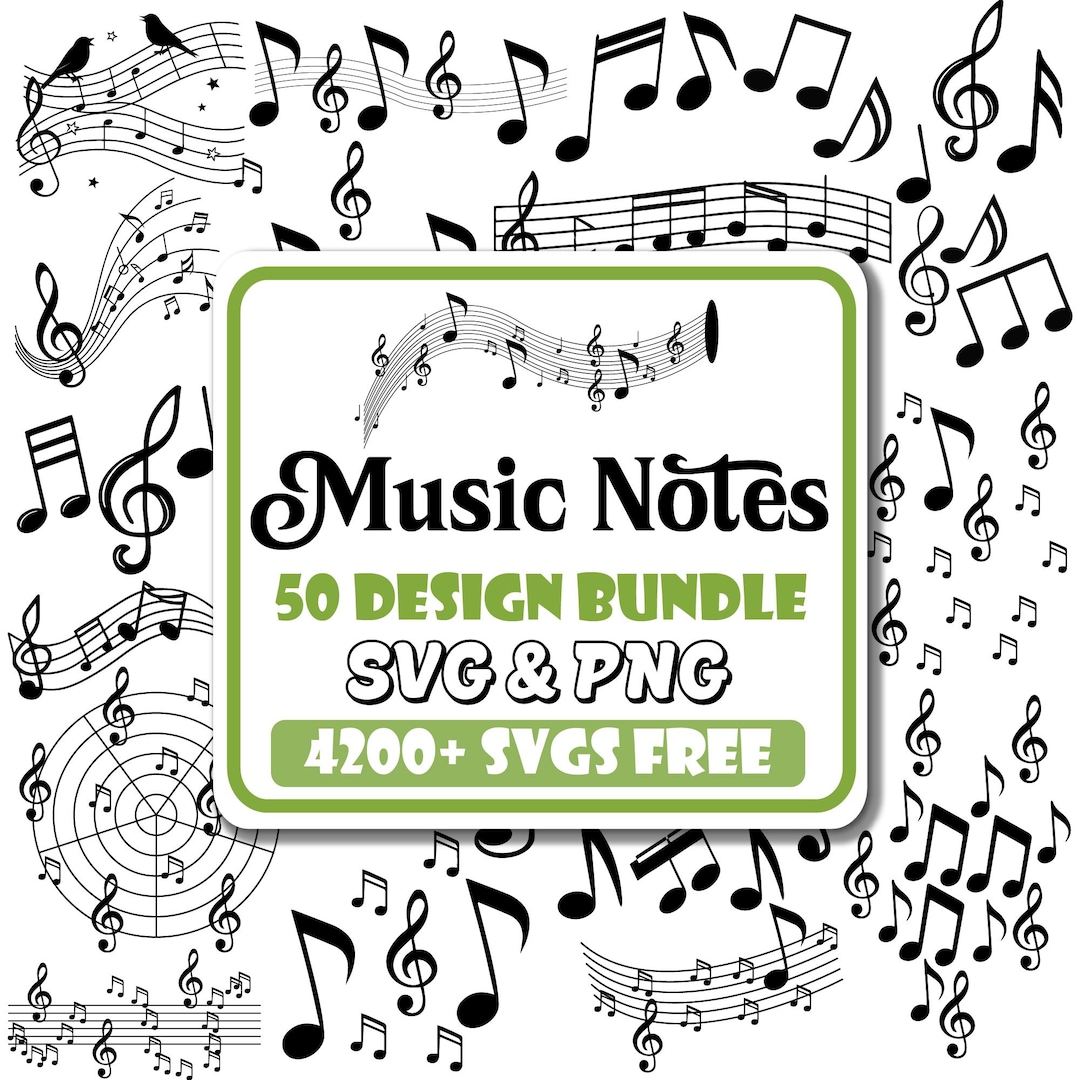 Music Notes SVG Bundle: Guitar, Treble Clef, Musical Clipart (digital ...