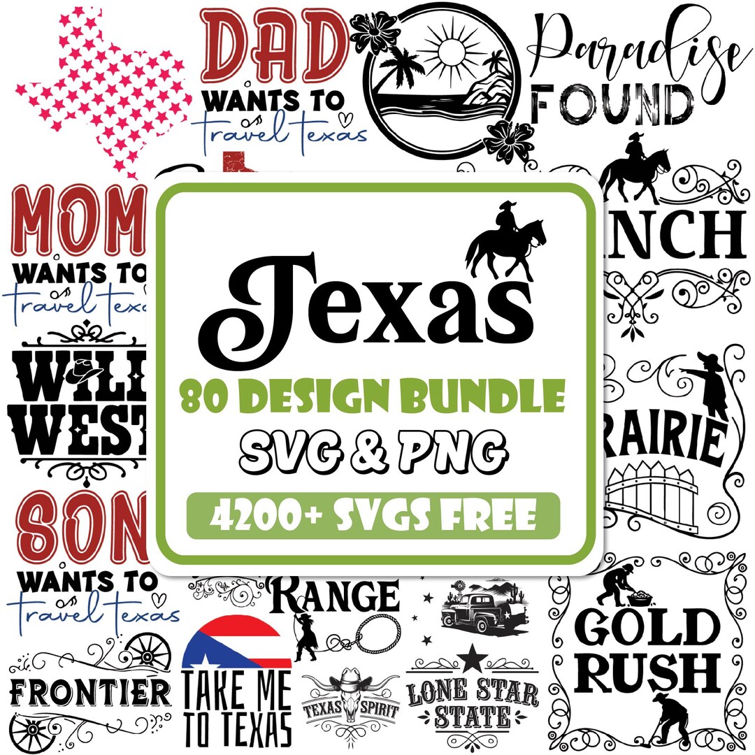 Texas Country SVG Bundle: Hand Drawn State Outline, Cities, and Home ...