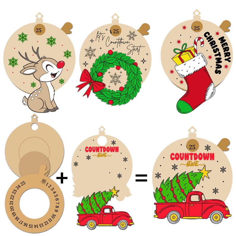 Christmas Countdown Calendar SVG Bundle: Holiday Ornaments (digital ...