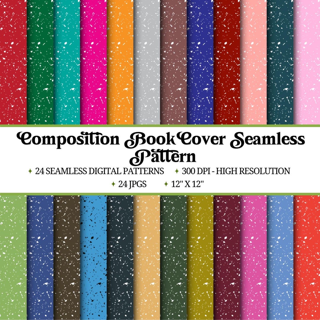 Composition Book Cover Seamless Patterns | Digital Paper (digital ...