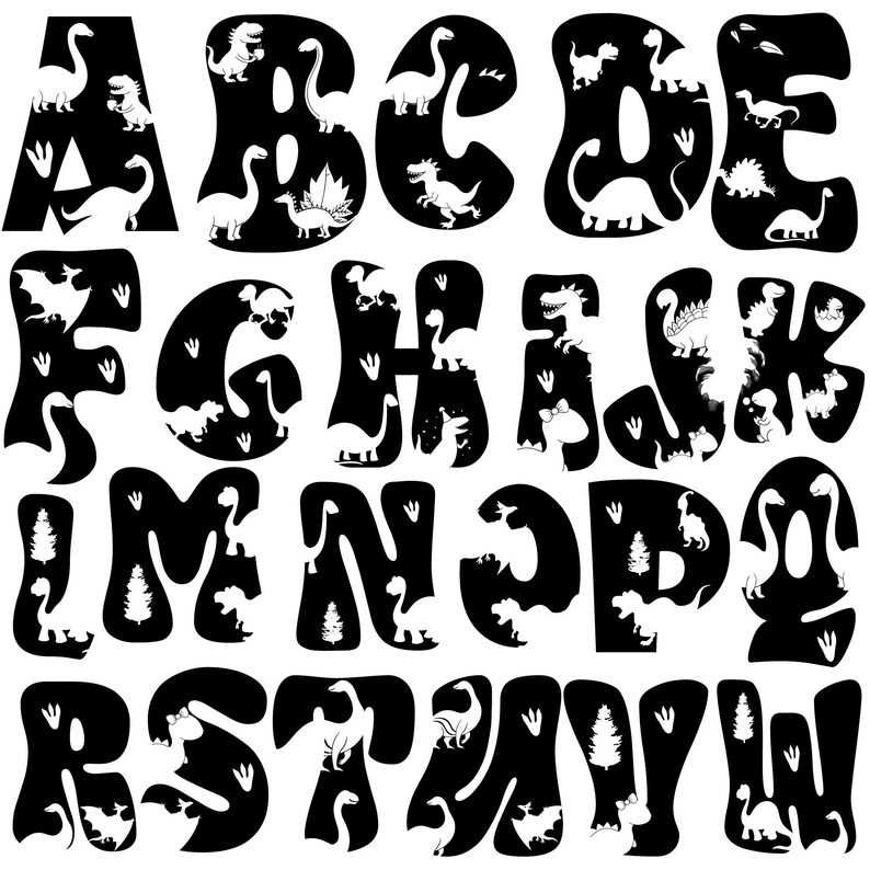 Dinosaur Alphabet SVG Bundle: Dino Letter Font (digital Download) - Etsy