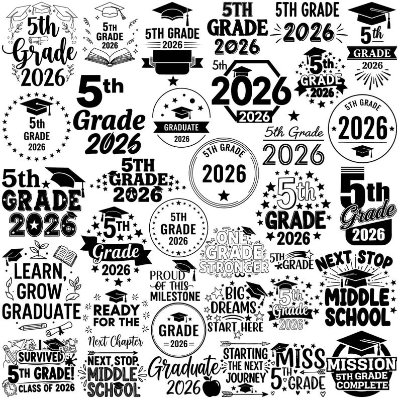 5th Grade Graduate 2026 SVG Bundle |graduate Svg |last Day of School ...