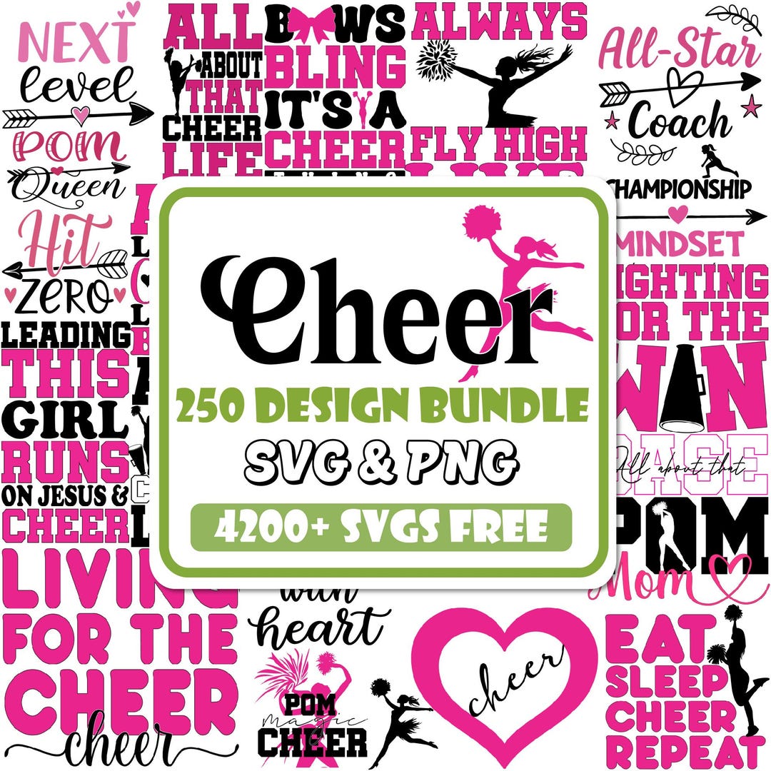 Cheer SVG Bundle: 250+ Cheerleading Designs, General Design for ...