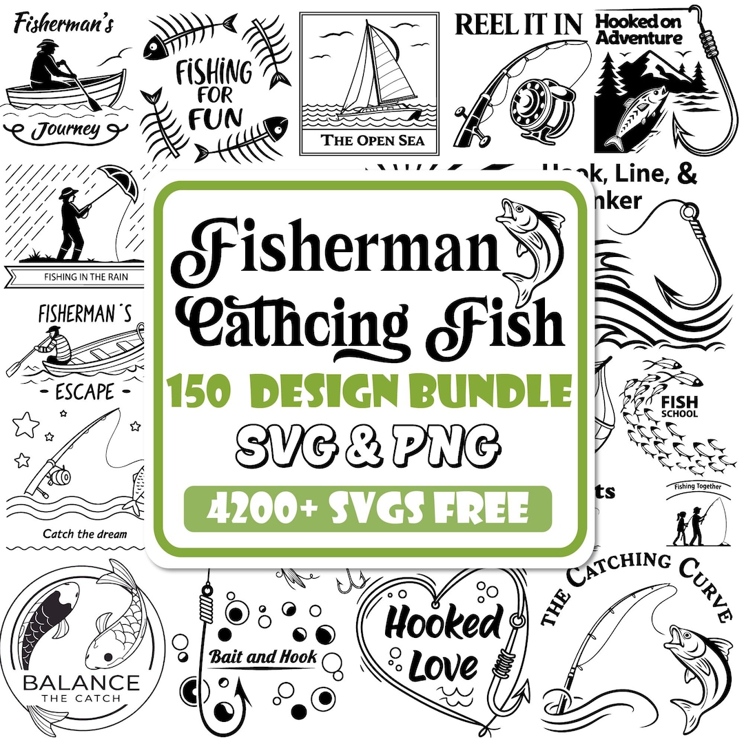 Fisherman Catching Fish SVG |fishing SVG Bundle |bass Fishing Art Svg ...