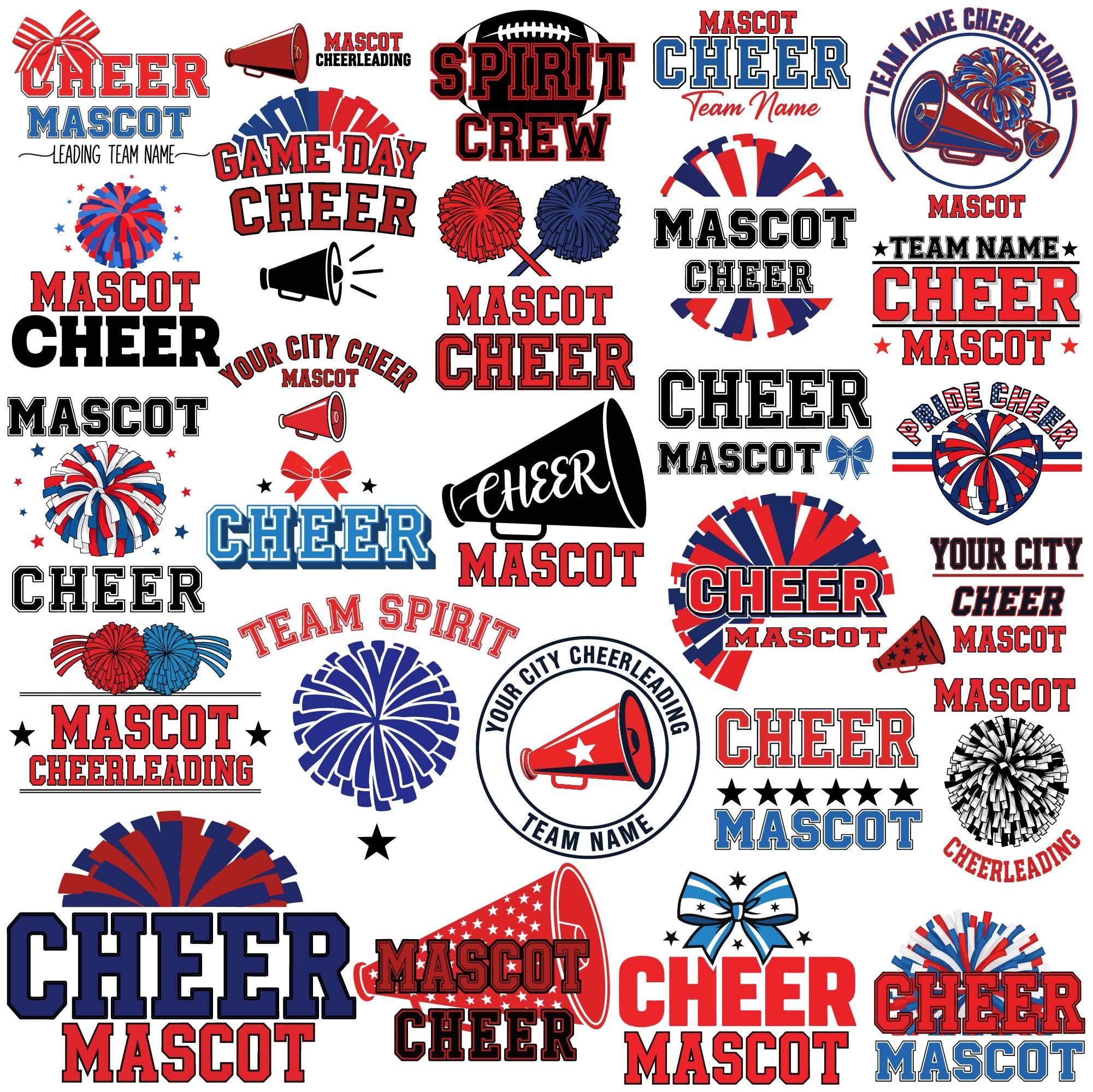 Cheer SVG Bundle: Cheerleading Team Monogram Logos (digital Download ...