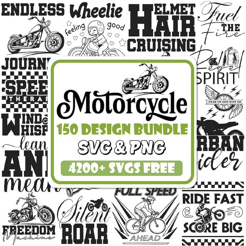 Motorcycle SVG Bundle: Biker Clipart for Cricut & Silhouette (digital ...