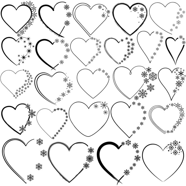 Snowflake Heart Svg Bundle |winter Snowflake Svg |merry Christmas Svg ...