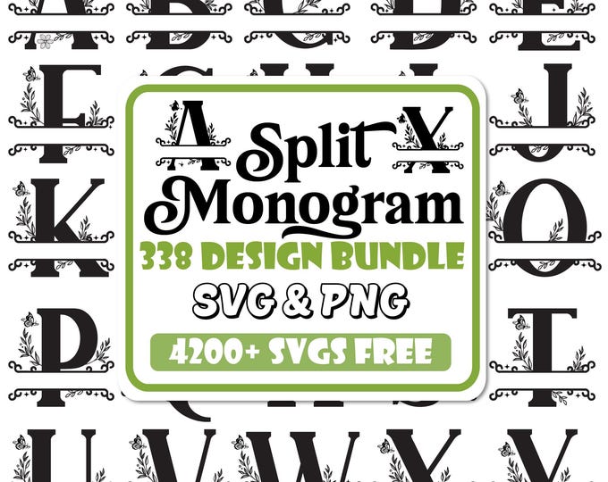 Alphabet Split Monogram Svg Bundle, Split Monogram Letters Svg, Last ...