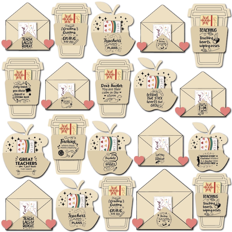 Teacher Gift Card Holder Laser Cut SVG Bundle - Etsy
