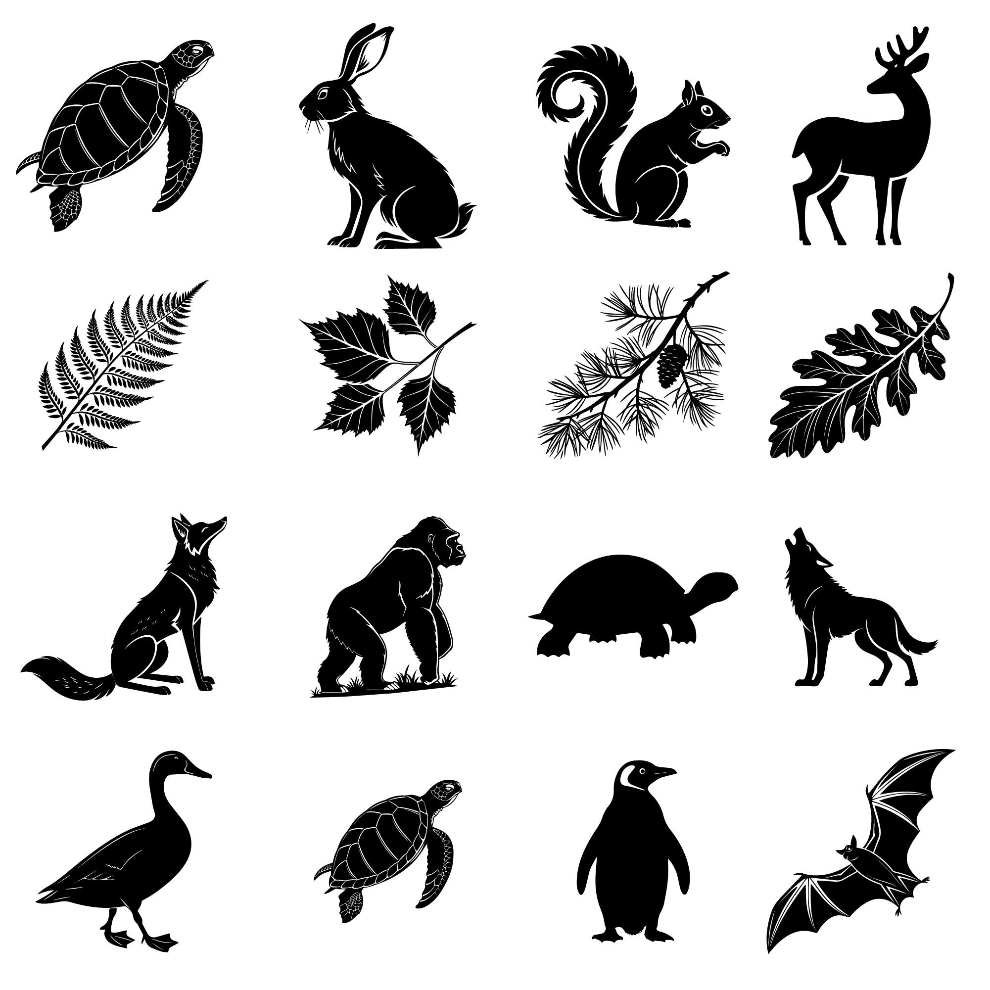 Woodland Animals SVG Bundle: Forest Silhouette Designs (digital ...