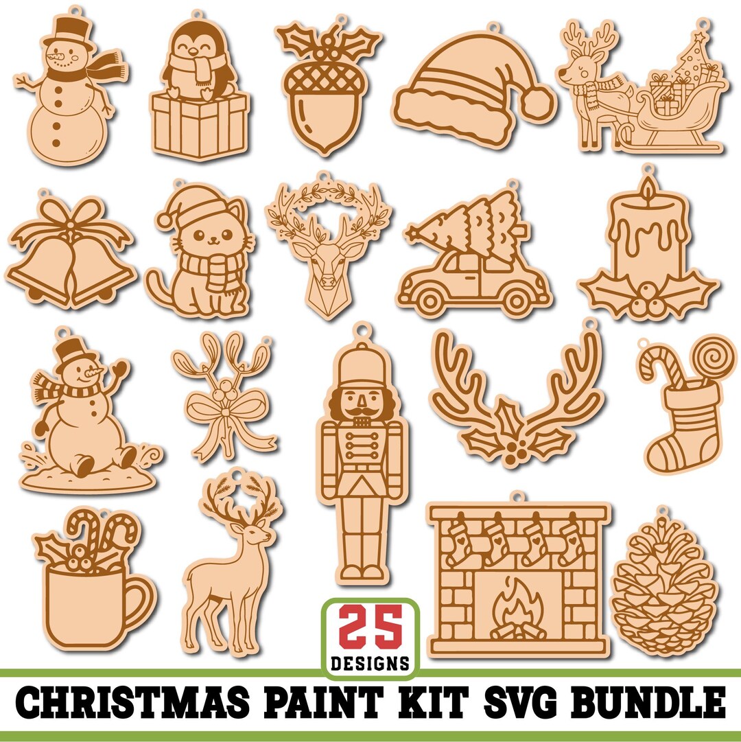 Christmas Paint Kit Laser Cut Svg Bundle |christmas Sign Svg |cute ...