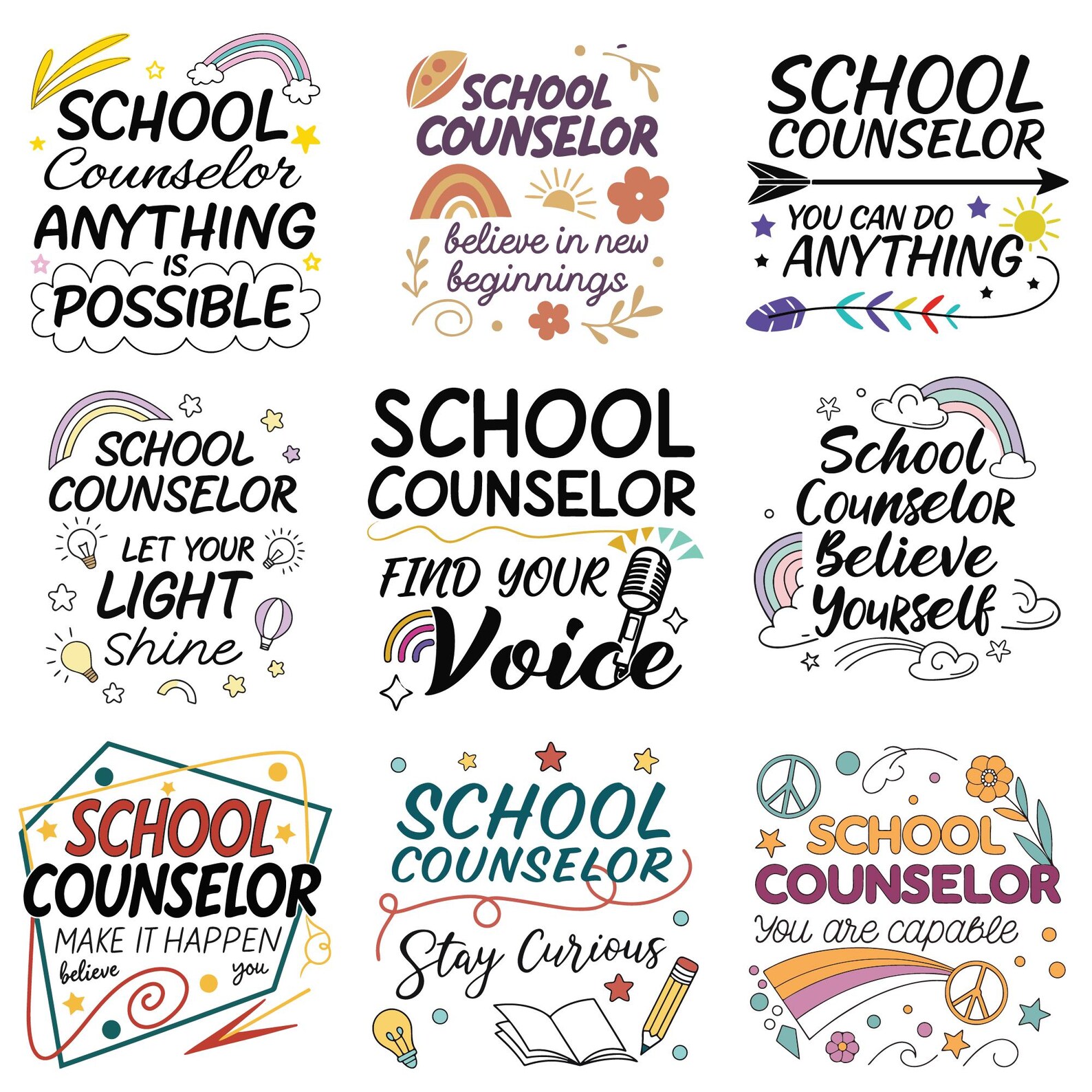 School Counselor SVG Bundle: Teacher Shirt Designs (digital Download ...