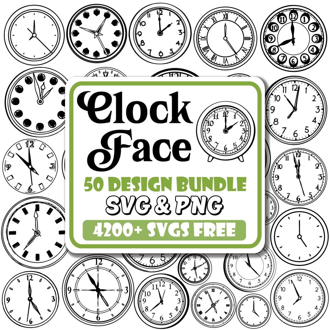 Clock Face SVG Bundle |clock Silhouette Svg |vintage Wall Clock Face ...
